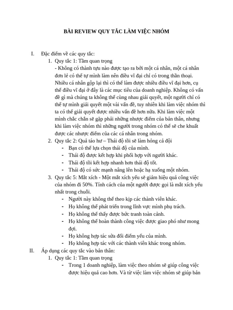 Bài review quy tắc - ThảoNTT - KTT - VNE | PDF