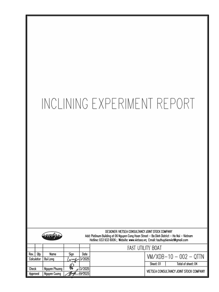 Fast Utility Boat Inclining Test Report | PDF | Ships | Watercraft
