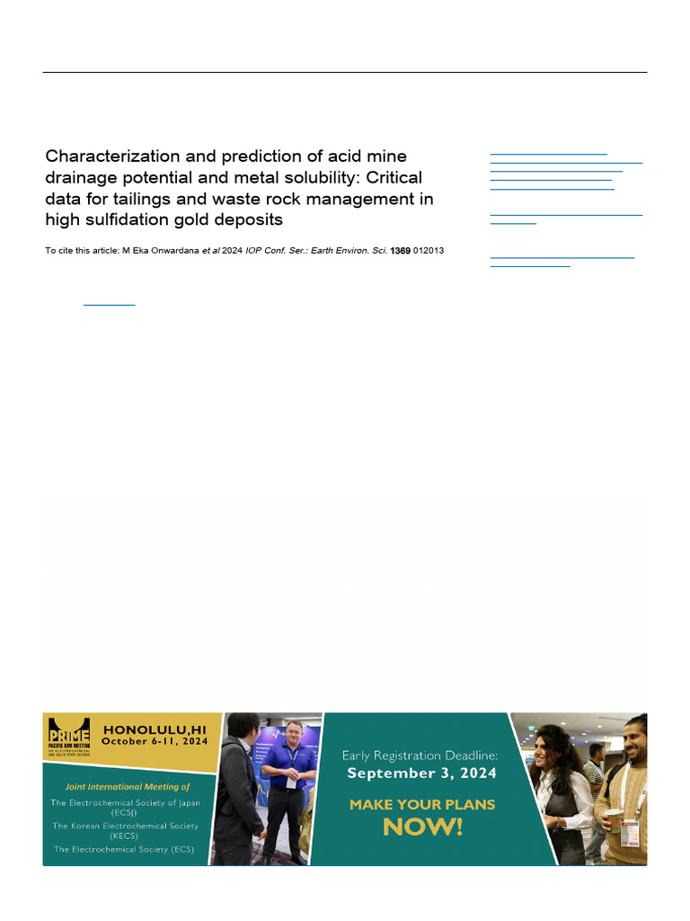 Characterization and Prediction of Acid Mine Drain | PDF | Ore | Minerals