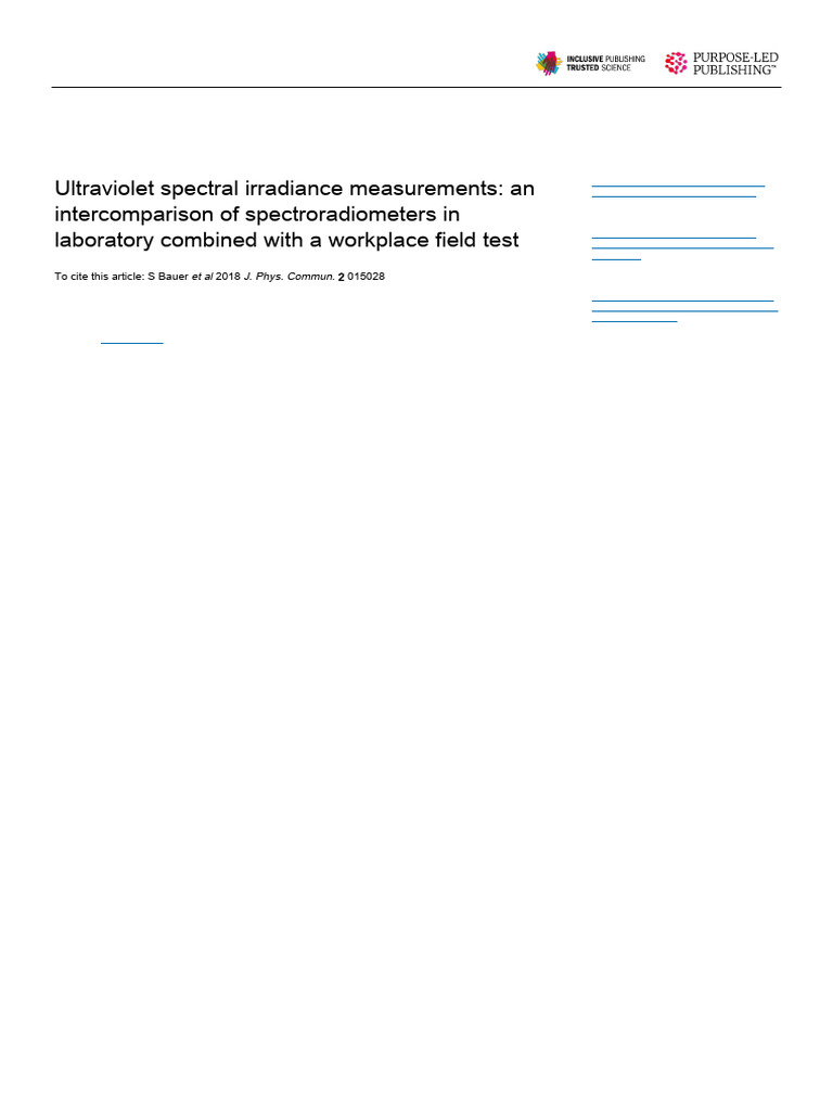 Ultraviolet Spectral Irradiance Measurements - An Intercomparison of ...