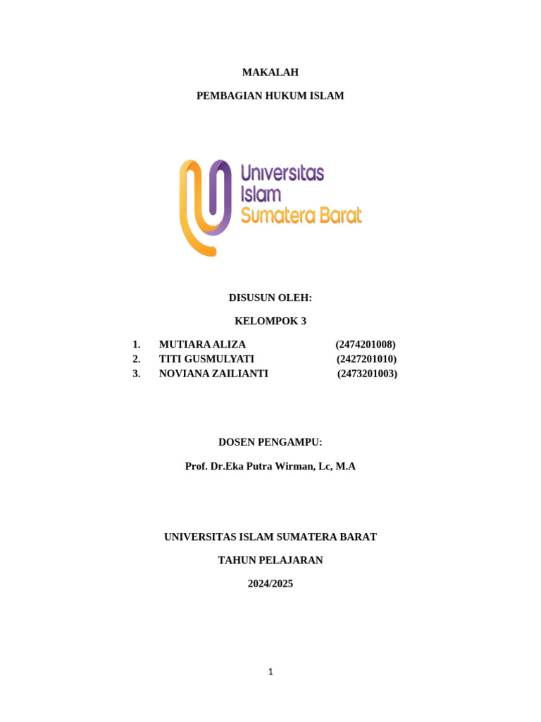 Makalah Kelompok 3 Hukum Islam | PDF