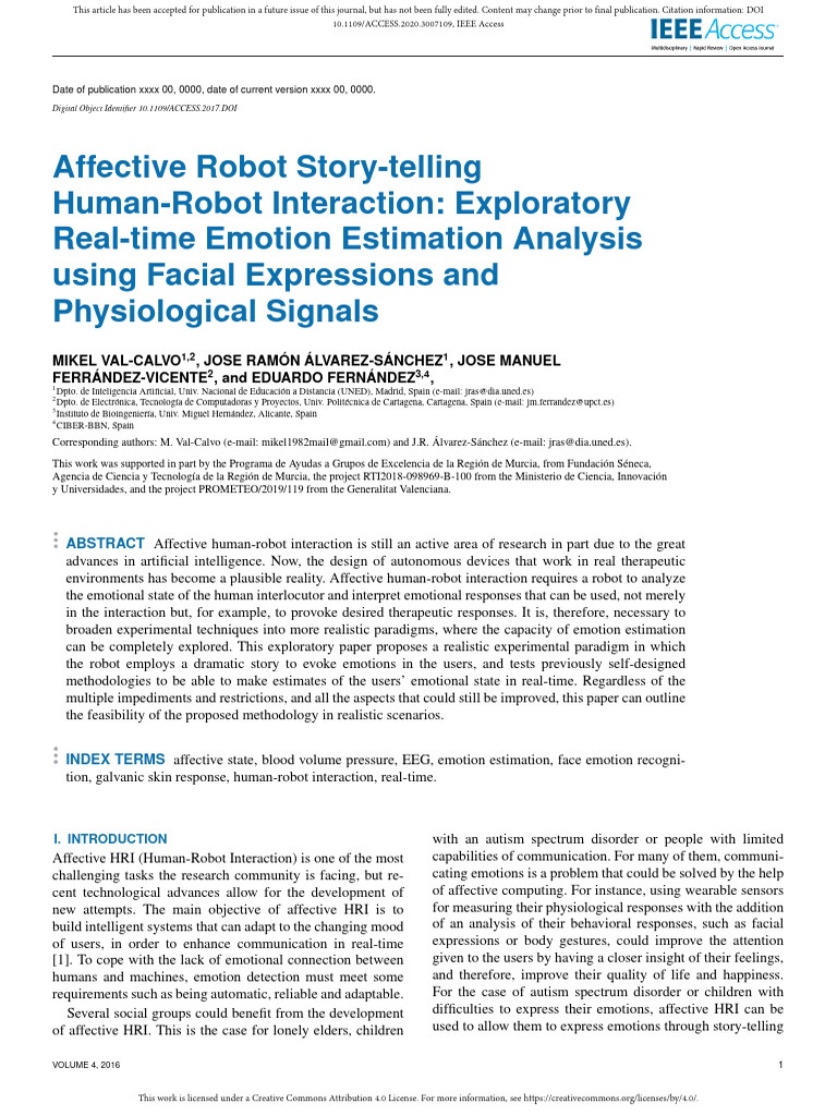 Affective Robot Story-telling Human-Robot Interaction | PDF | Affect (Psychology) | Emotions