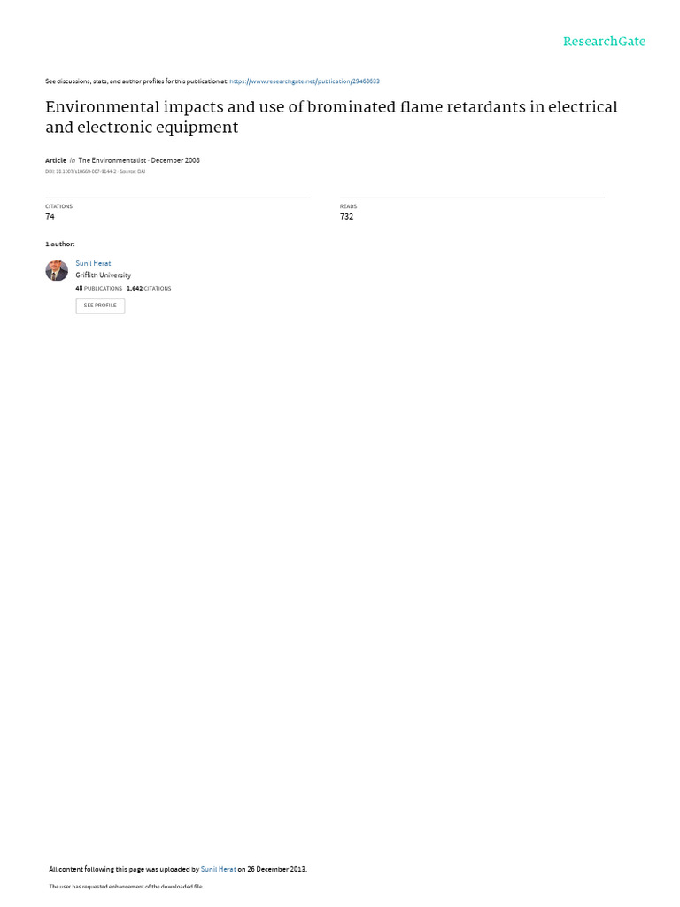Environmental Impacts and Use of Brominated Ame Retardants in Electrical and Electronic ...