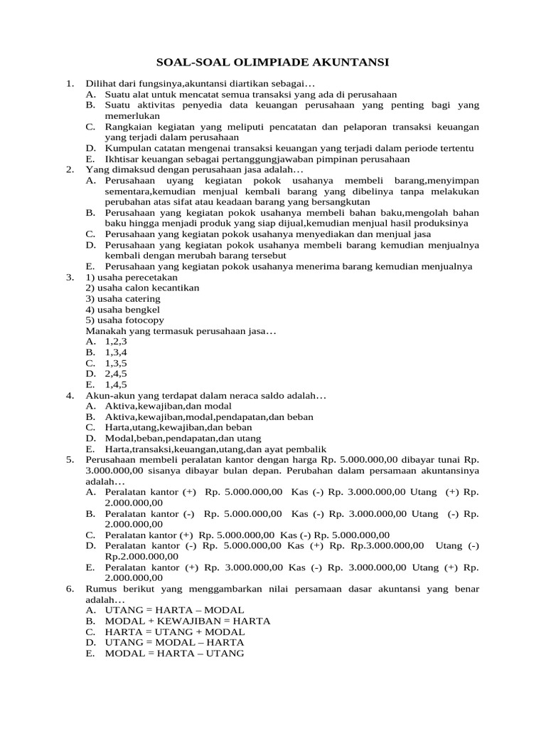 Soal Olimpiade Akuntansi | PDF