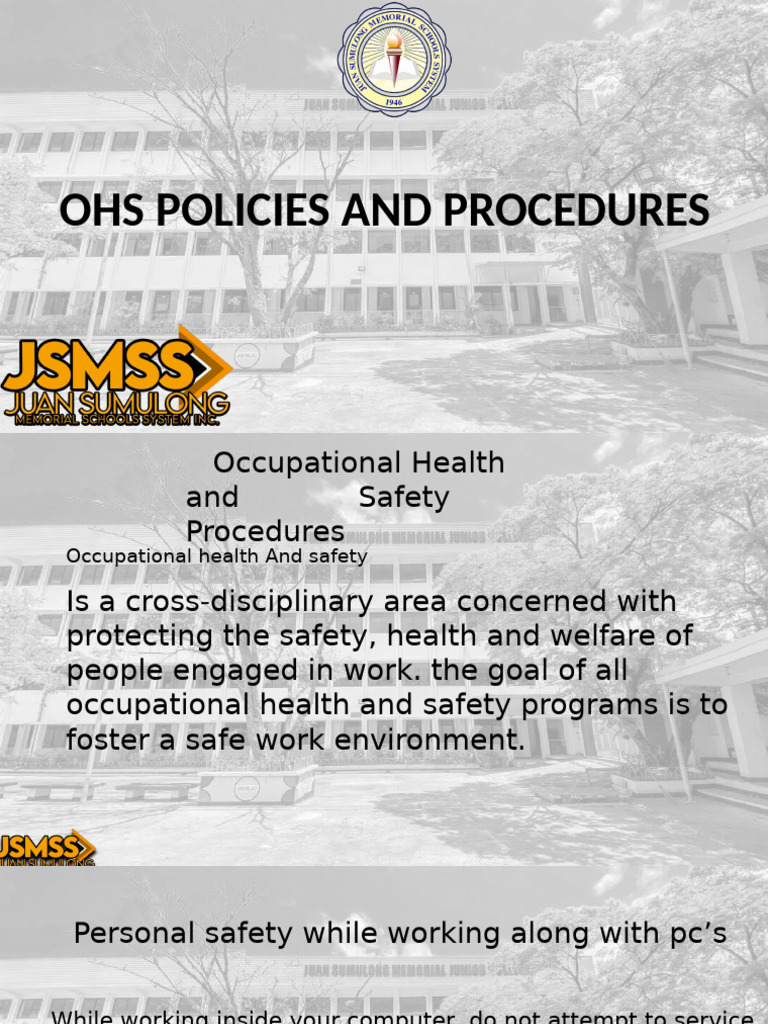 Ohs Policies Procedure | PDF | Occupational Safety And Health ...