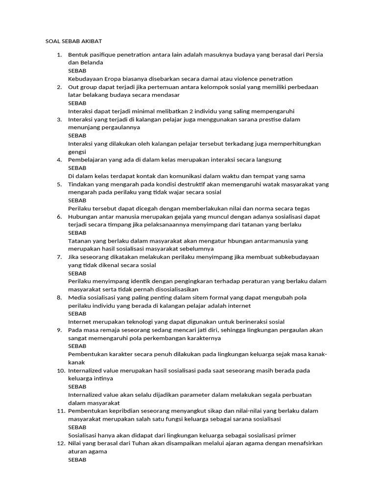 Soal Sebab Akibat | PDF