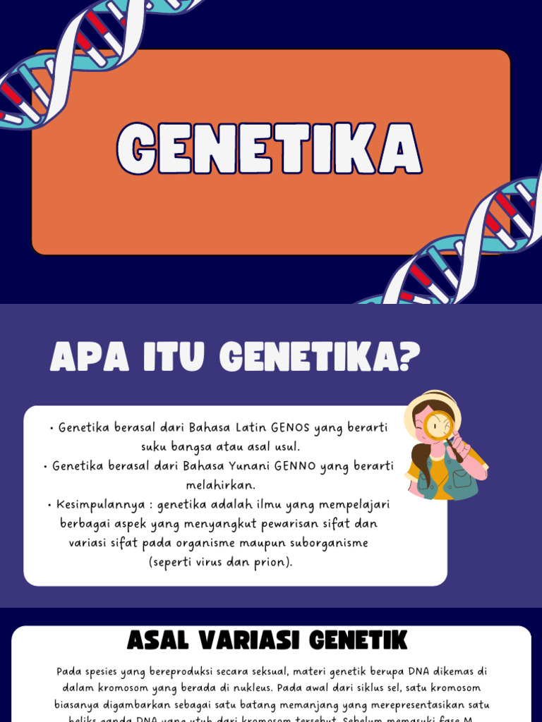 Genetics and Genes Science Presentation in Blue Orange Flat Graphic ...