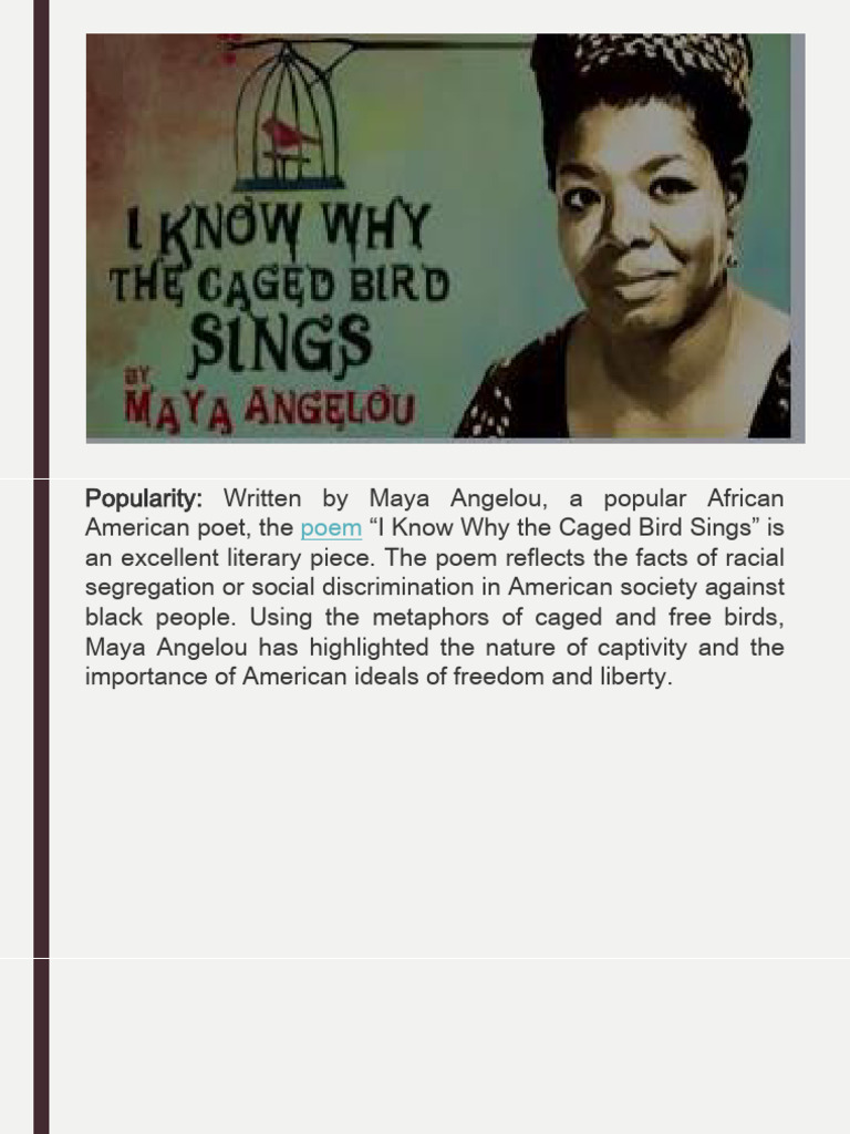 Analyzing "I Know Why the Caged Bird Sings" | PDF | Poetry | Maya Angelou