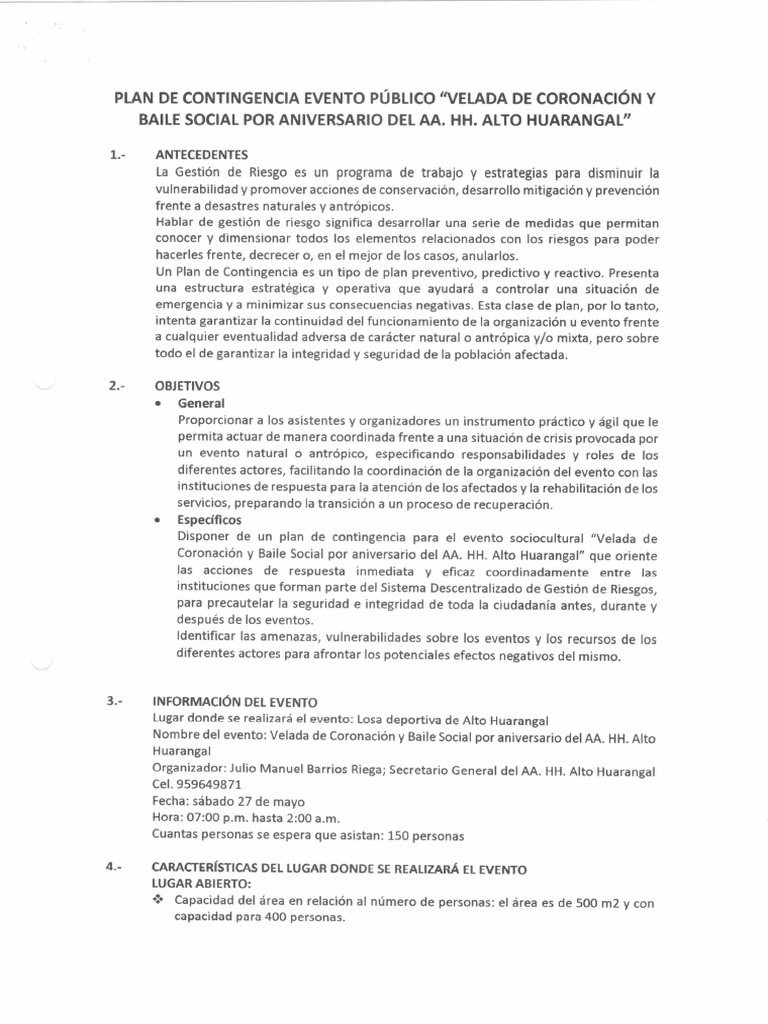 Plan de Seguridad Chala | PDF