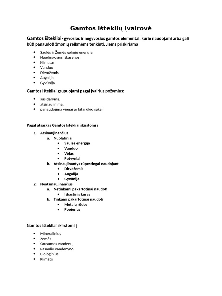 Gamtos Ištekliai | PDF