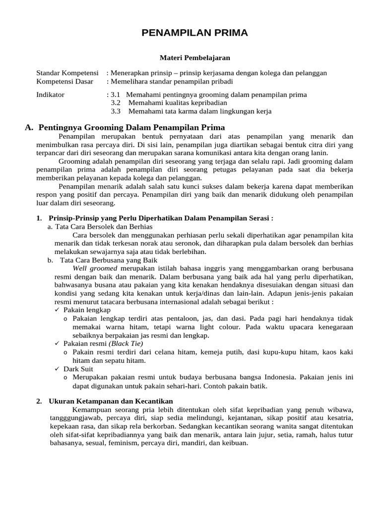 Materi Penampilan Prima | PDF