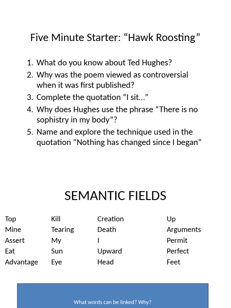 HawkRoosting Ted Hughes | PDF | Poetry