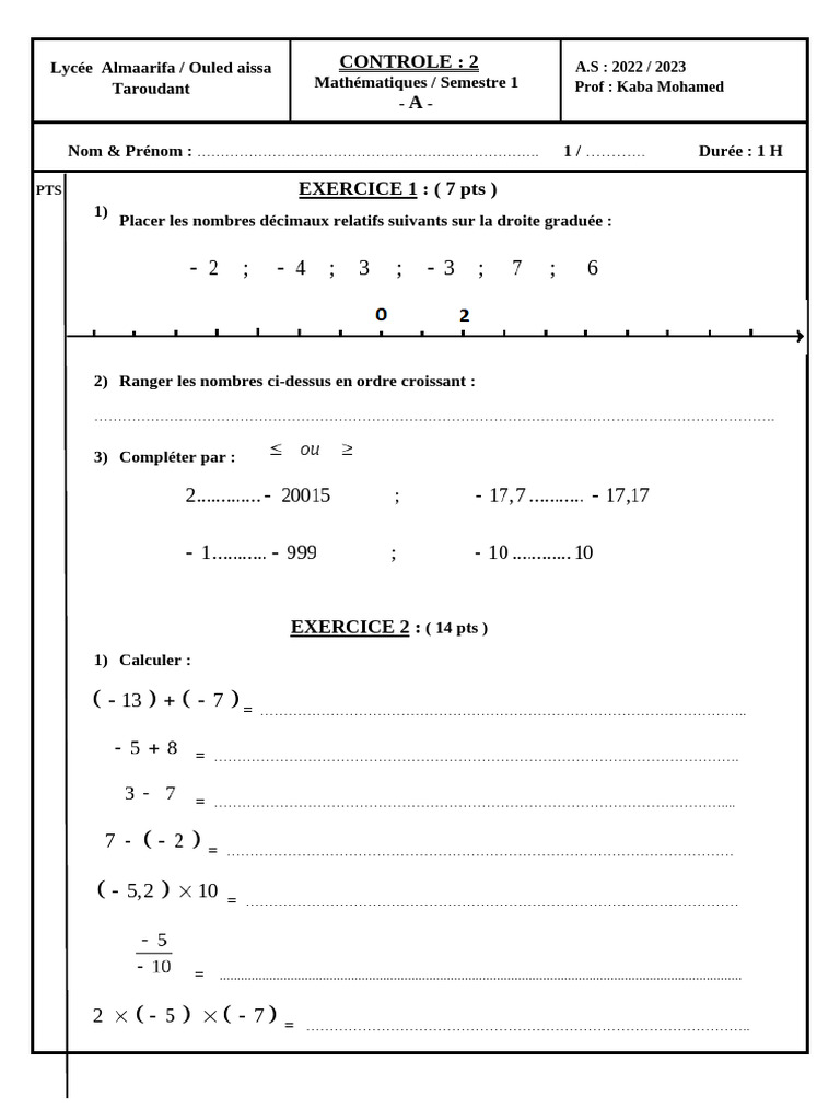 Exam1 S1 1APIC 2 | PDF