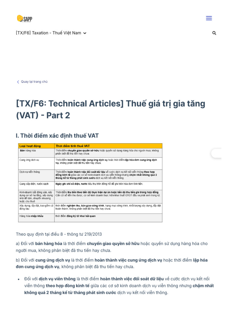 (TX - F6 - Technical Articles) Thuế Giá Trị Gia Tăng (VAT) - Part 2 | PDF