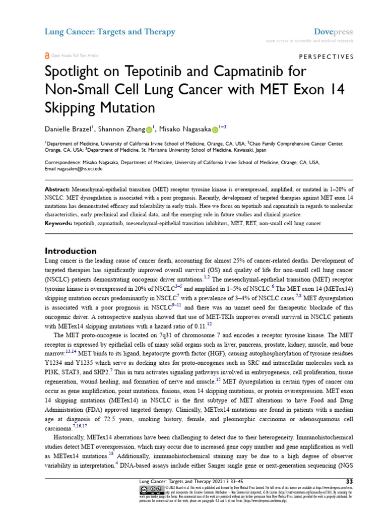 Spotlight On Tepotinib and Capmatinib | PDF | Biochemistry | Chemistry