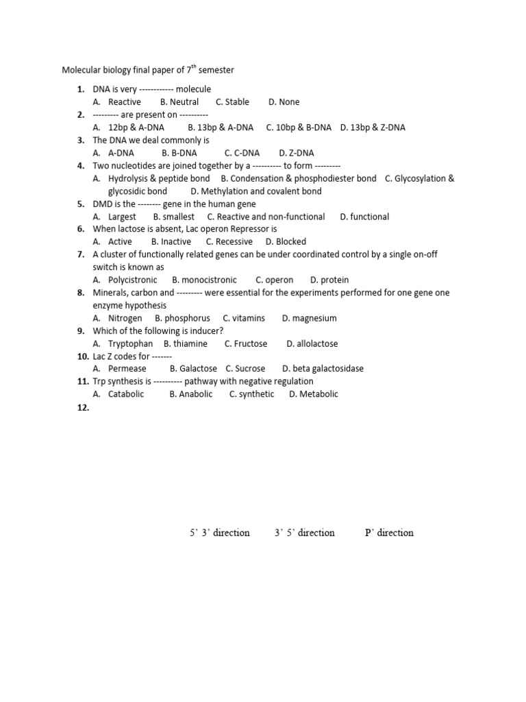 KMU1 Molecular Biology Final Paper | PDF | Dna Replication | Directionality (Molecular Biology)