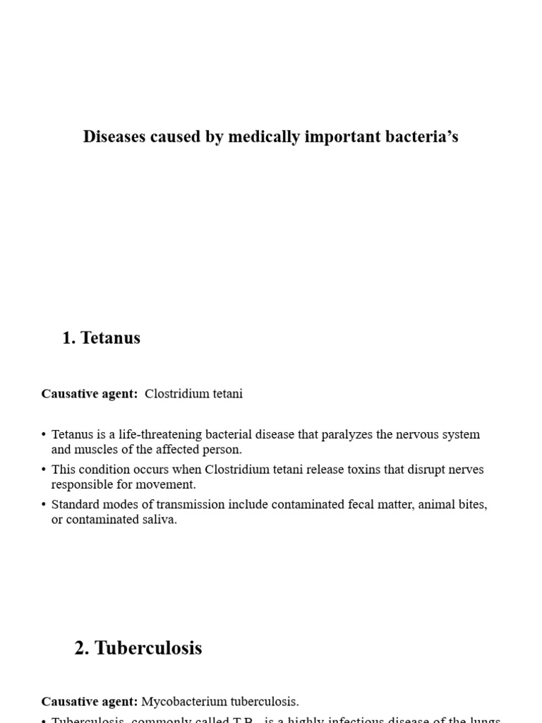 Diseases Caused by Medically Important Bacteria | PDF | Pneumonia ...