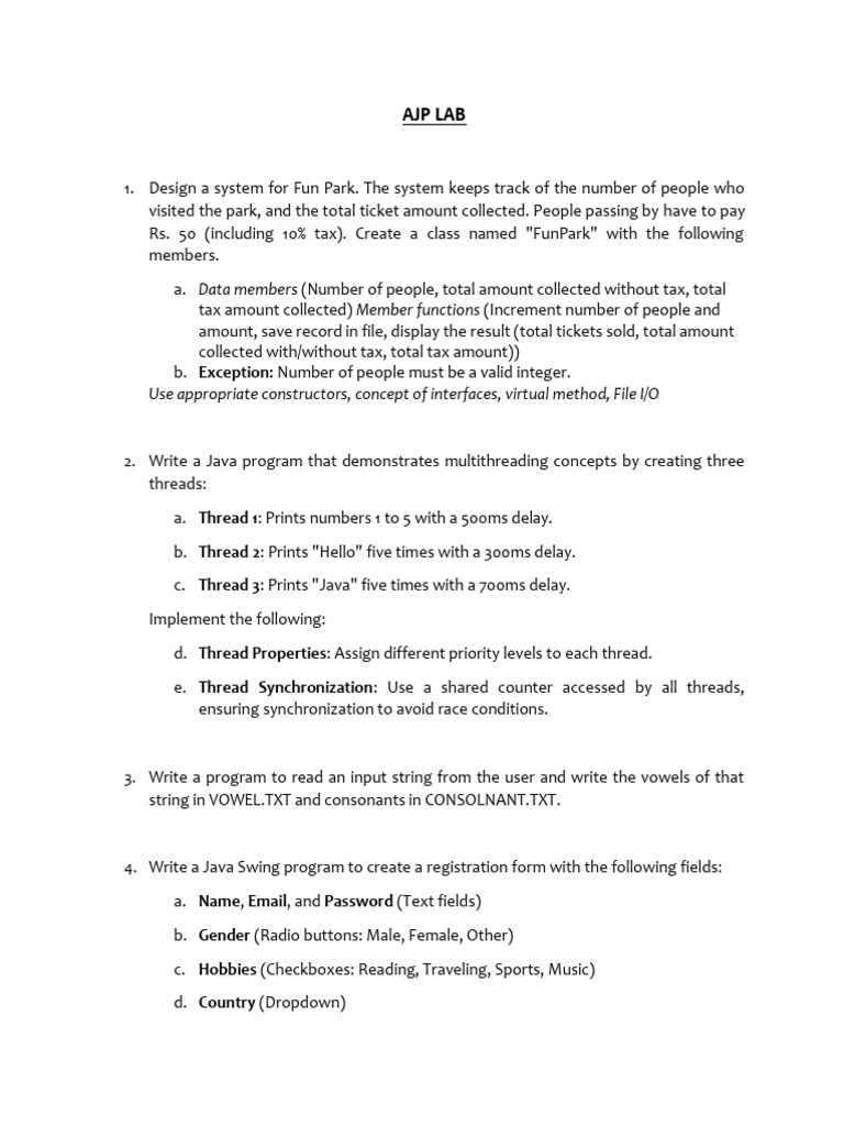 CSIT AJP Lab | PDF | Thread (Computing) | Java (Programming Language)