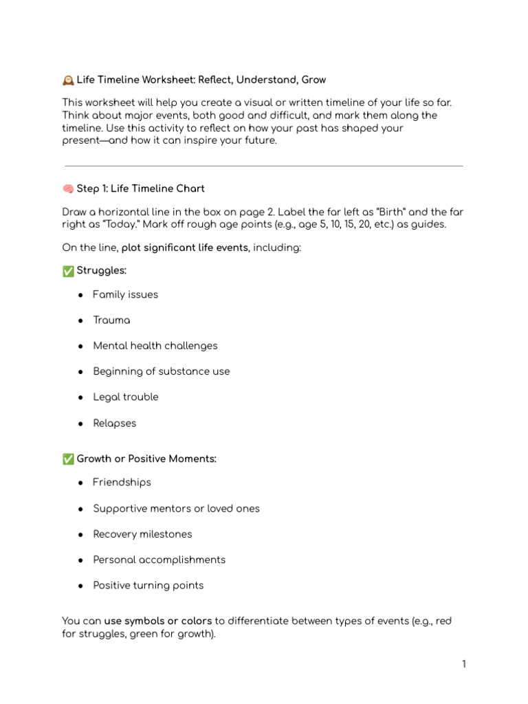 Life Timeline Worksheet | PDF