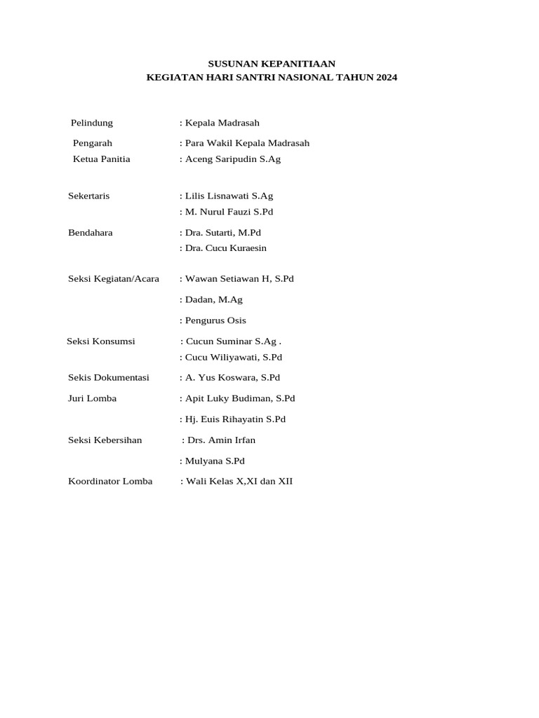 SUSUNAN KEPANITIAAN | PDF