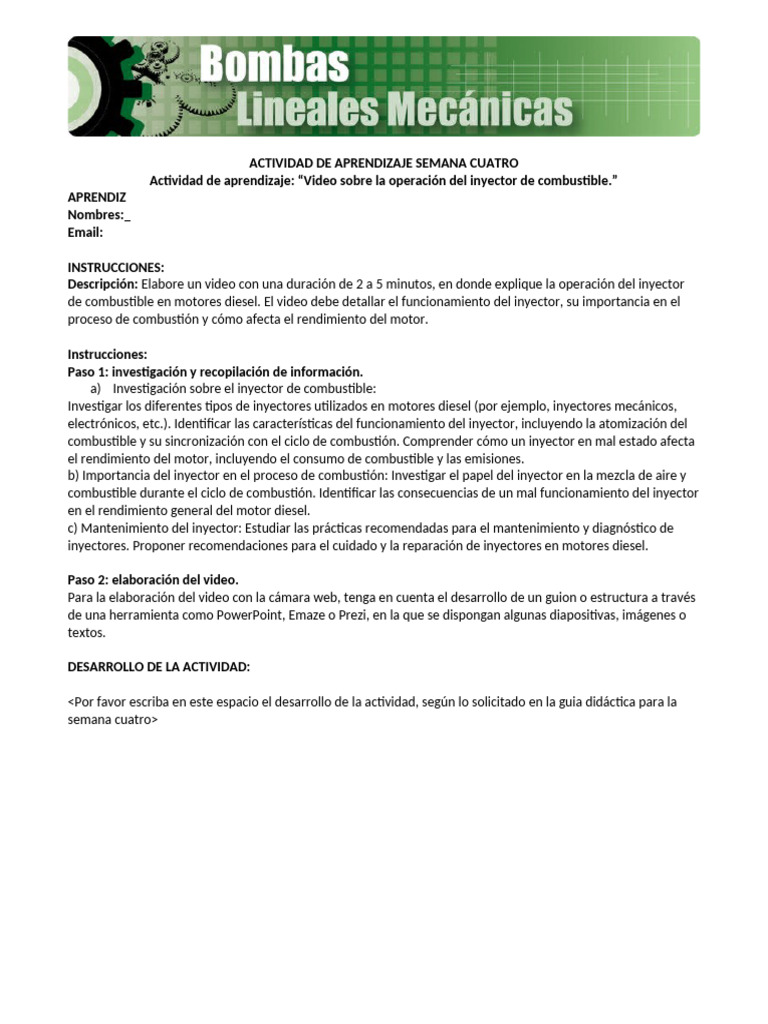 Actividad Aprendizaje Semana Cuatro BLM | PDF