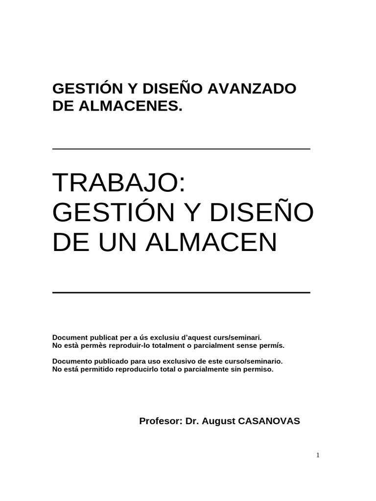 Treball de Disseny Dun Magatzem 12 BN P | PDF | Almacén | Business