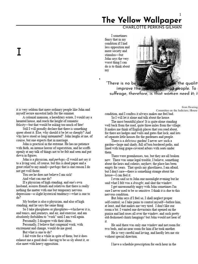Yellow Wallpaper Short Story | PDF | The Yellow Wallpaper