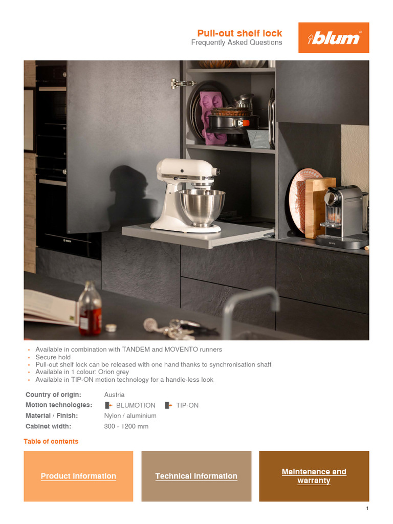 Pull-Out Shelf Lock: Frequently Asked Questions | PDF