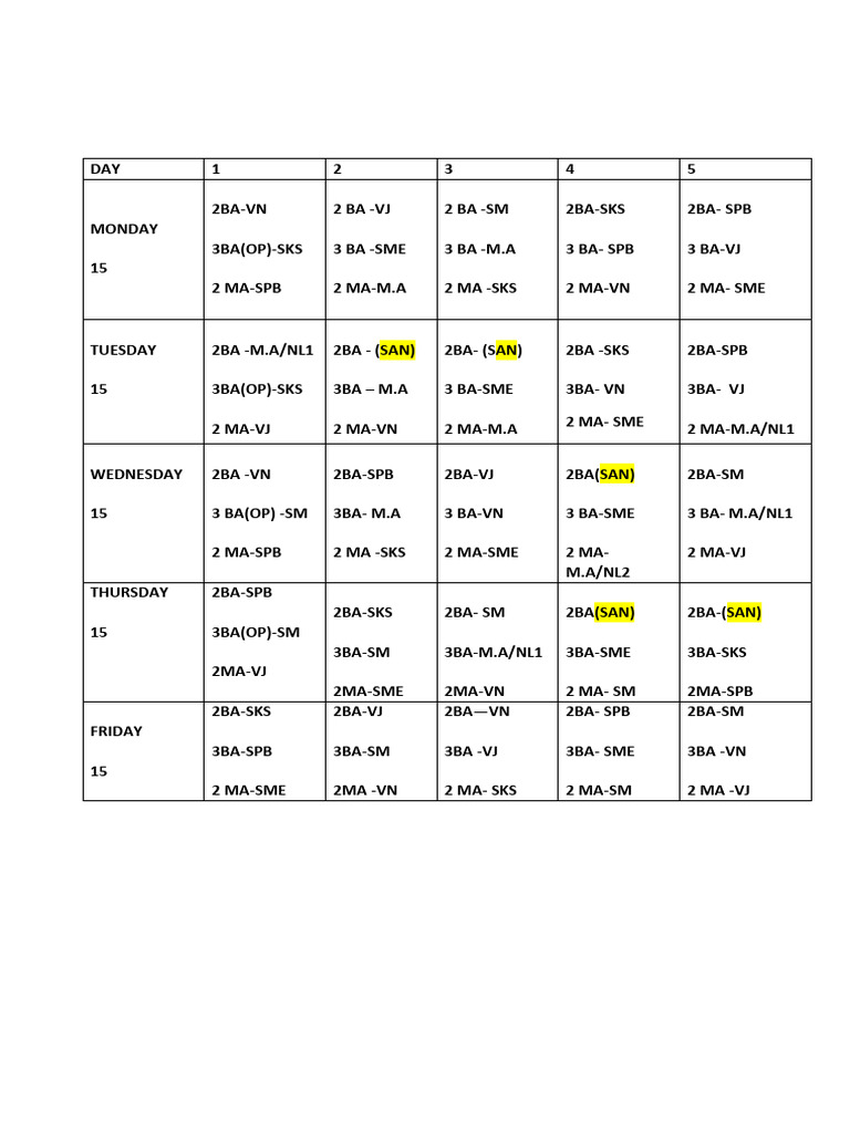 Final Timetable June 2025 | PDF