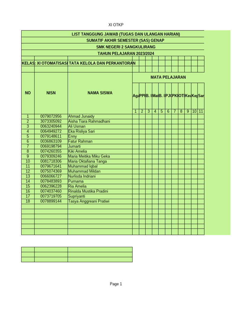 Form Ceklis | PDF