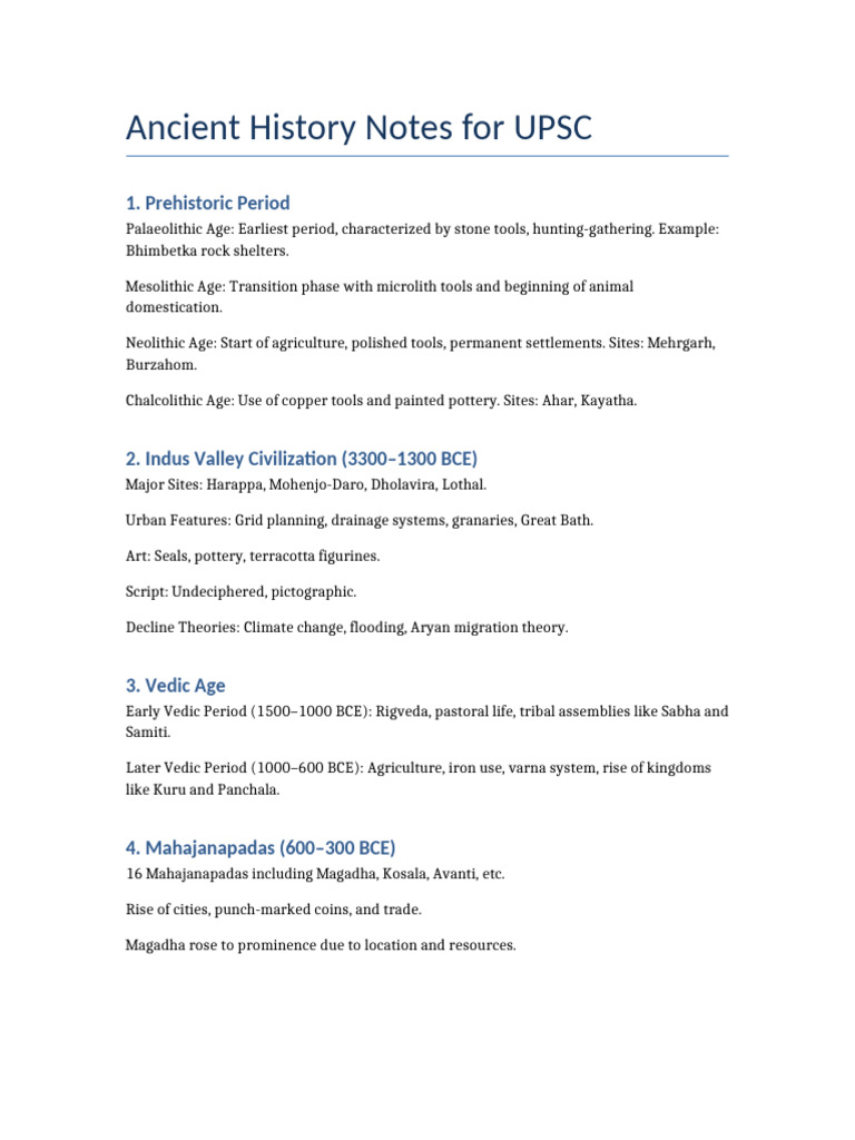 Ancient History UPSC Notes | PDF