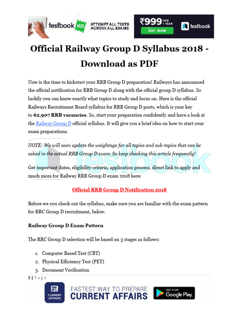 RRB Group D Syllabus 2018 | PDF | Mathematics