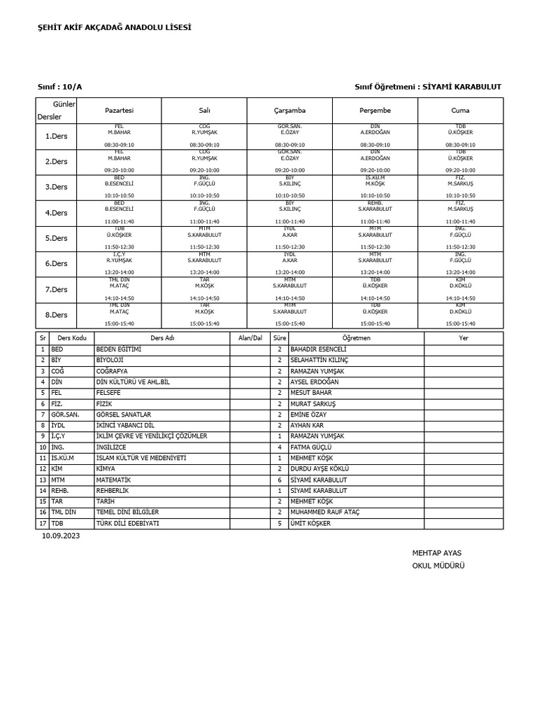 SinifElProgrami 2024 GUNCEL | PDF
