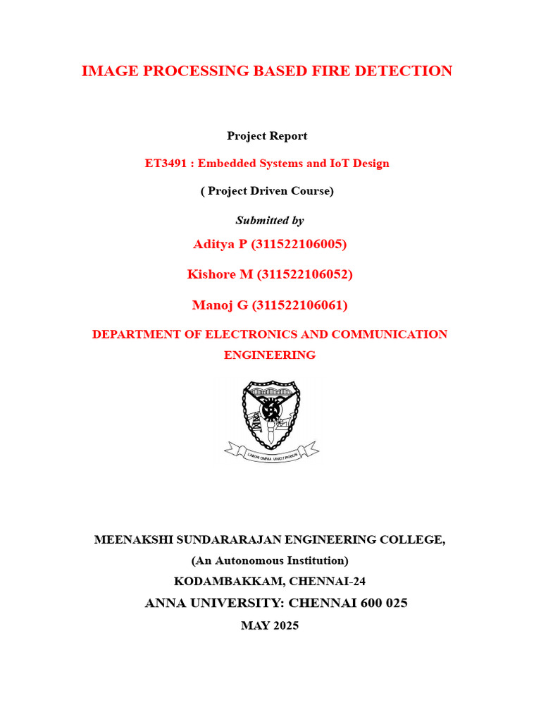 Image Processing Based Fire Detection | PDF | Internet Of Things ...