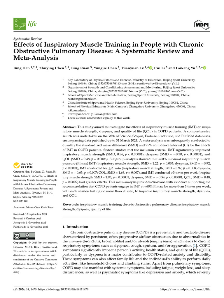 Inspiratory Muscle Training in COPD: Review | PDF | Systematic Review ...