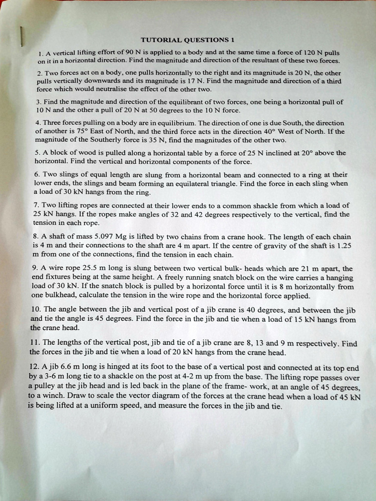 Tutorial Question 1 - Answer Lazaro | PDF | Crane (Machine) | Tension (Physics)