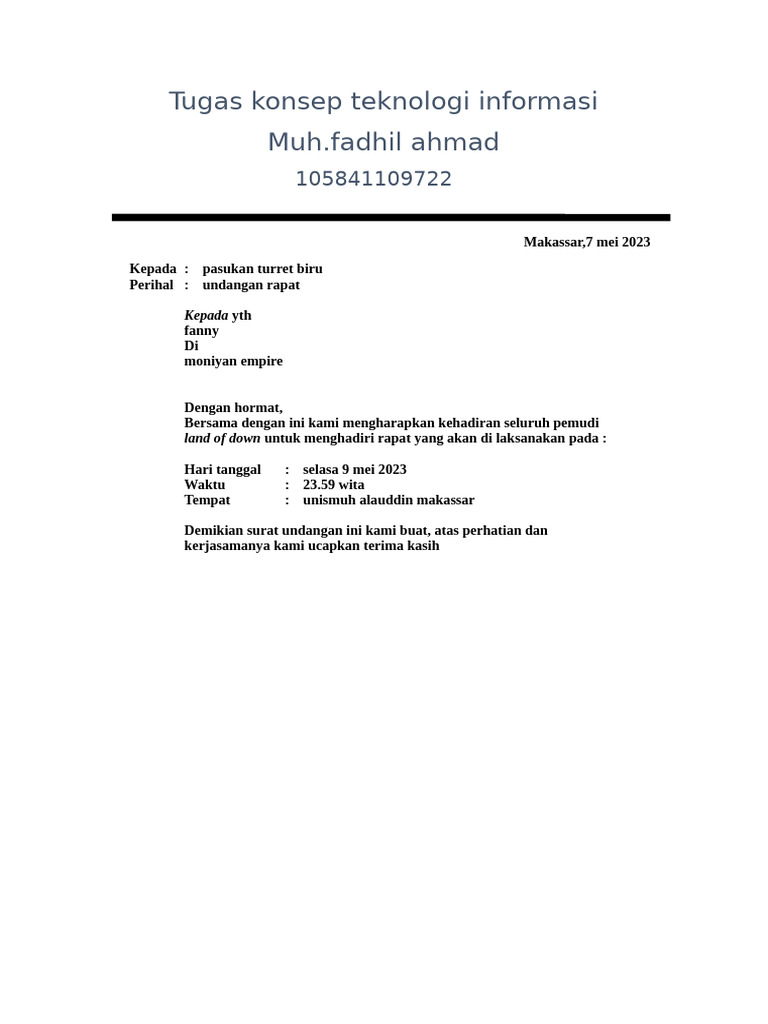 Muh.fadhil Ahmad Tugas Konsep Teknologi Informasi 105841109722 | PDF
