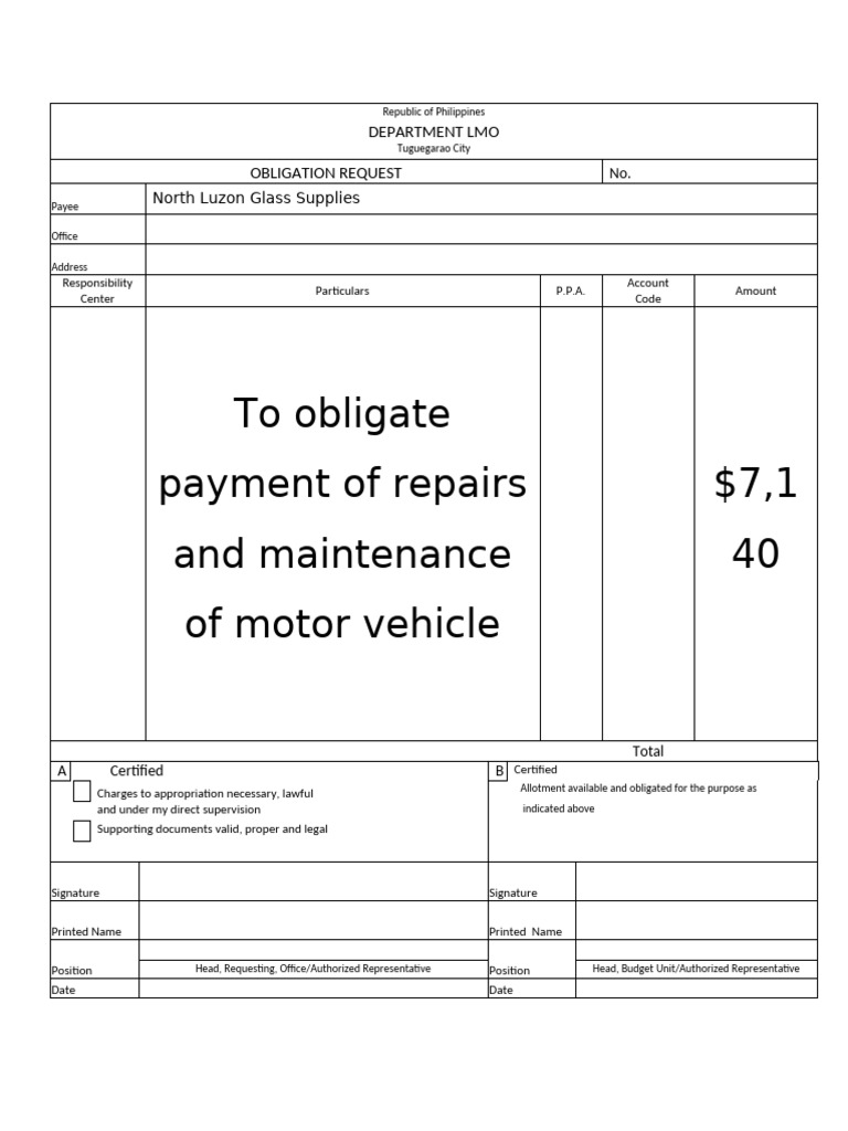 A. Request of Obligations | PDF | Payments | Budget
