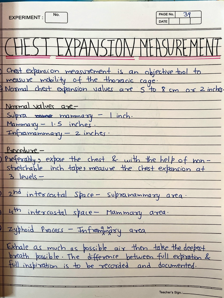 Chest Expansion Measurement | PDF