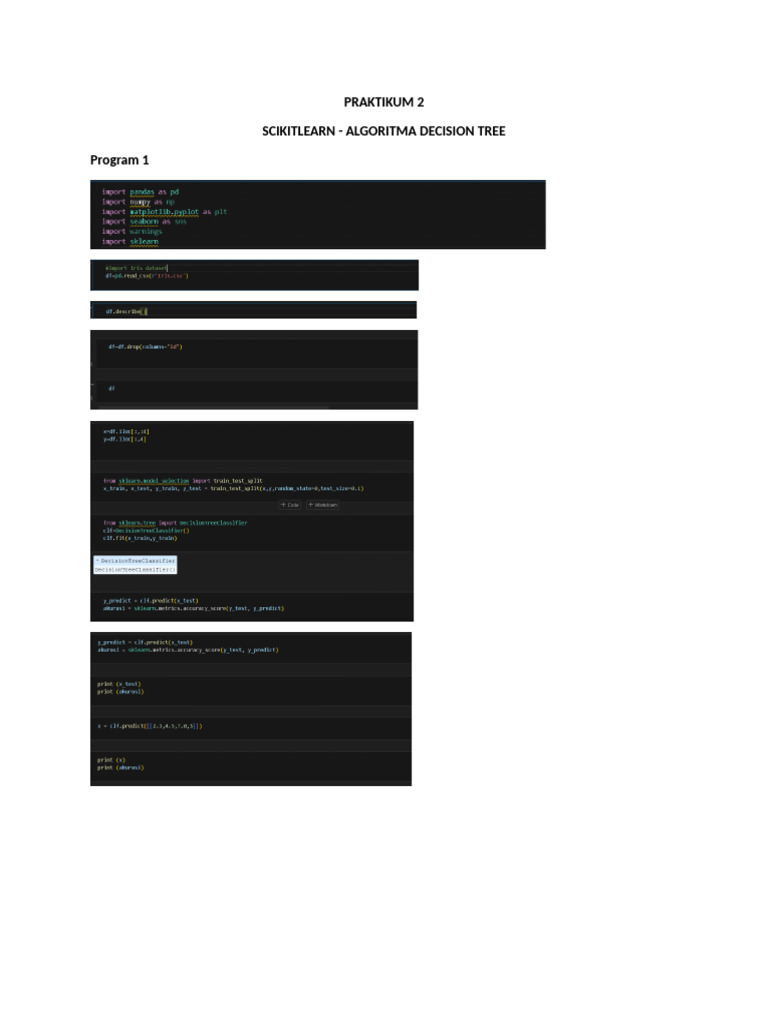 Praktikum 2 - Scikit-Learn Decision Tree | PDF