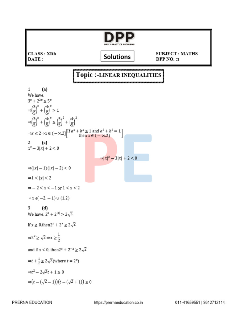 Linear Inequalities A 1 Min | PDF | Mathematical Analysis | Mathematics