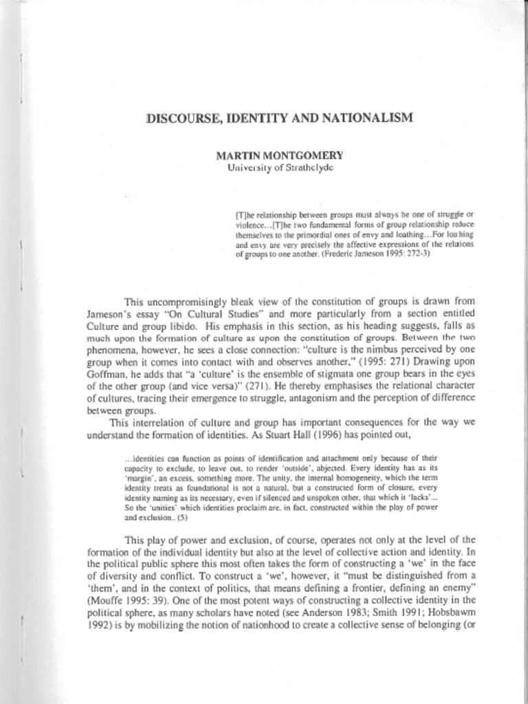 Discourse Identity & Nationalism | PDF