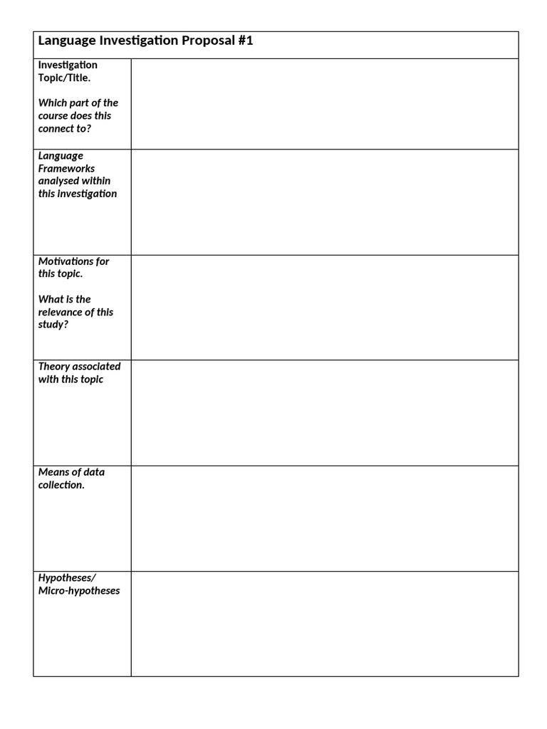 2 - Language Investigation Proposal | PDF