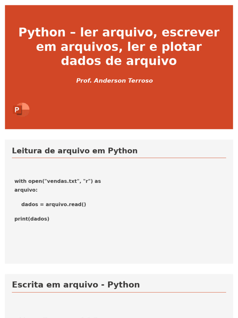 Python - Ler Arquivo, Escrever em Arquivos | PDF
