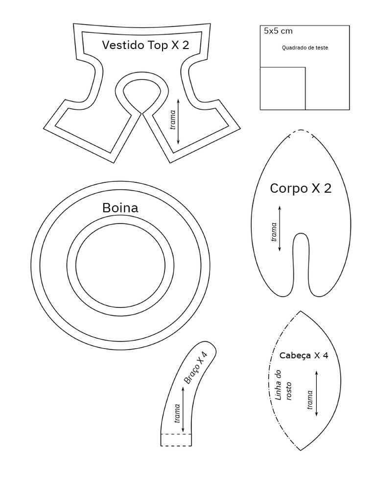 Molde Boneca Boina | PDF