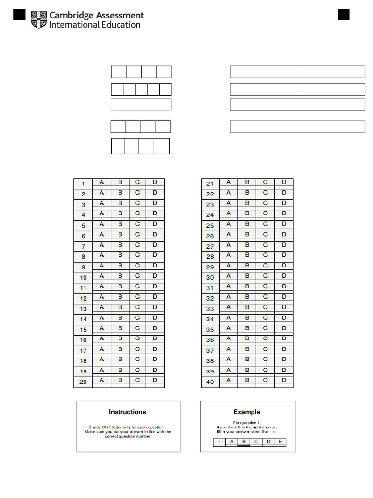MCQ O Level Answer Sheet | PDF