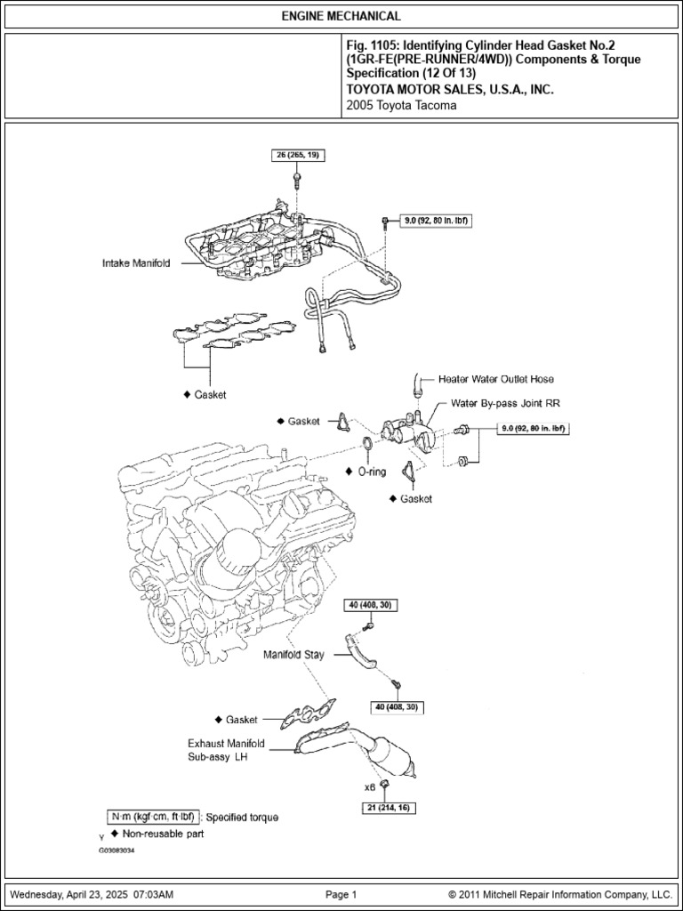 Fig 1gr Engine Intake Manifold | PDF