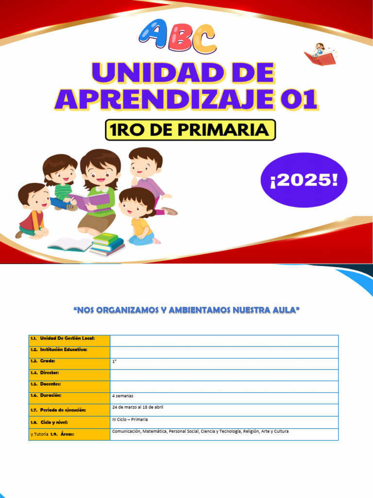 Unidad N°1 - 1er Grado-2025 | PDF | Aprendizaje | Comunicación no verbal