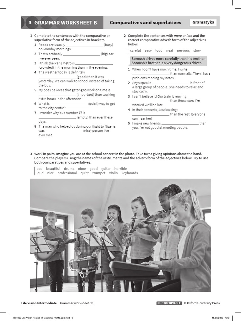 Life Vision Int Gram Worksheet B U3 | PDF | Adverb | Linguistics
