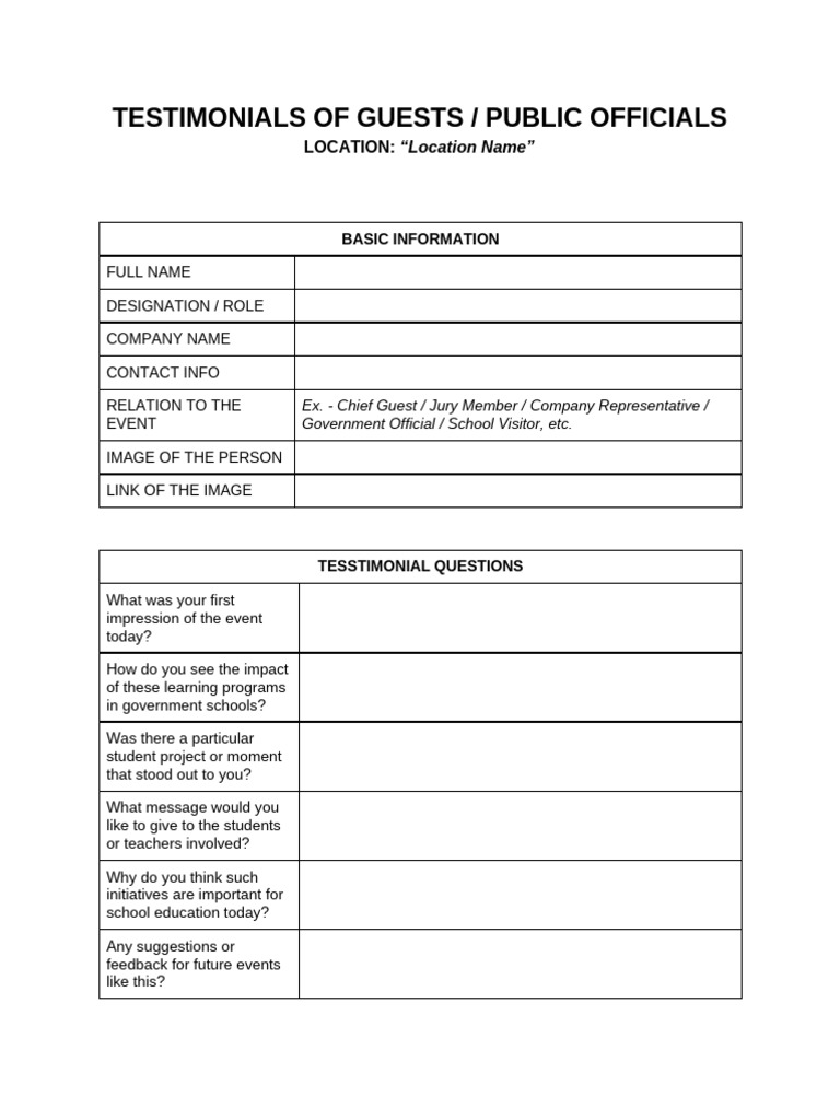 Guest Testimonial Format | PDF